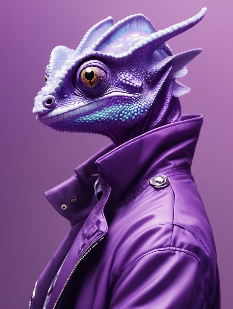 Premium Free ai Images | purple chameleon in the style of clear neo pop ...