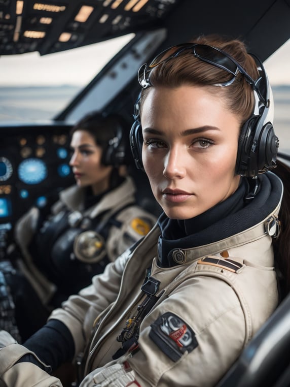 Premium Free ai Images | cyborg pilot russian women interior cockpit ...