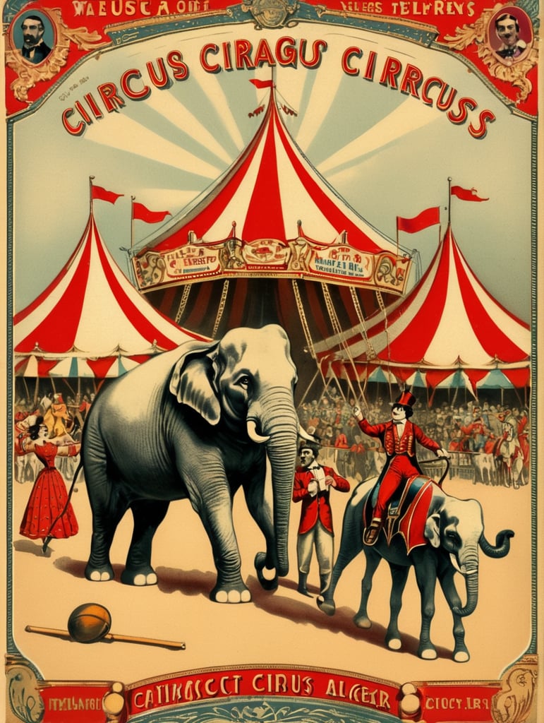 Premium Free ai Images | vintage circus postcard illustration
