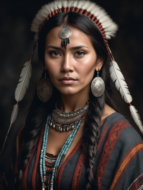 Premium Free ai Images | portrait old western native american daughter ...