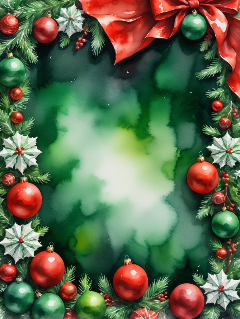 Premium Free ai Images | watercolor red and green christmas background ...