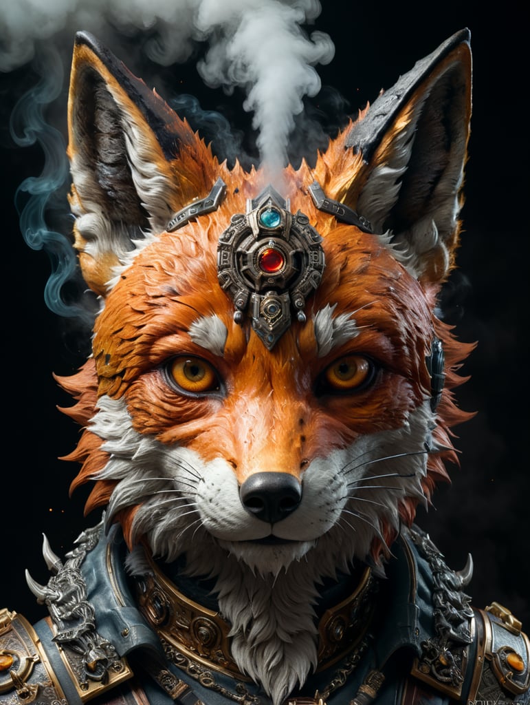 Premium Free ai Images | fox head smoke cyber