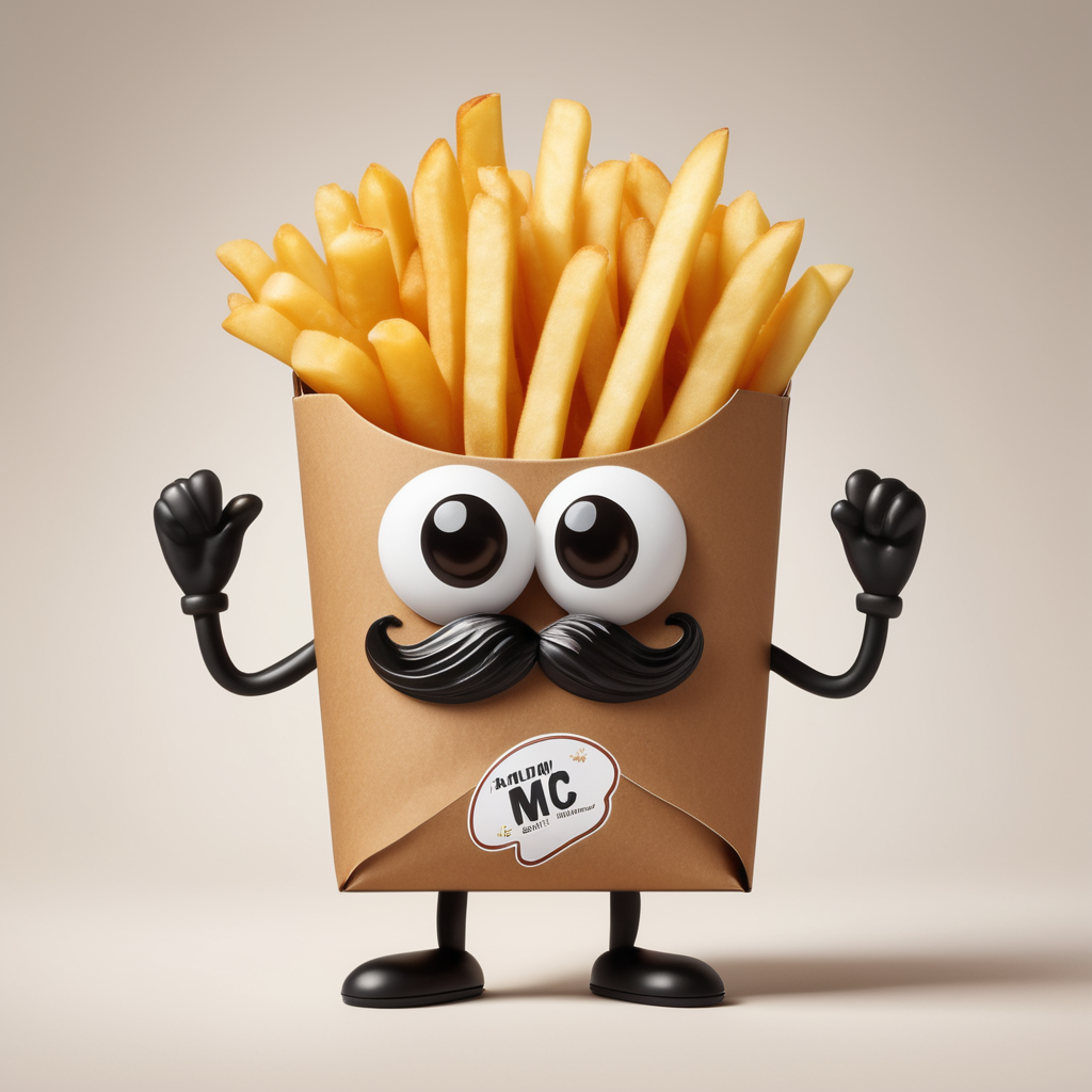 Premium Free ai Images | cartoony french fry with eyes hands legs beret ...