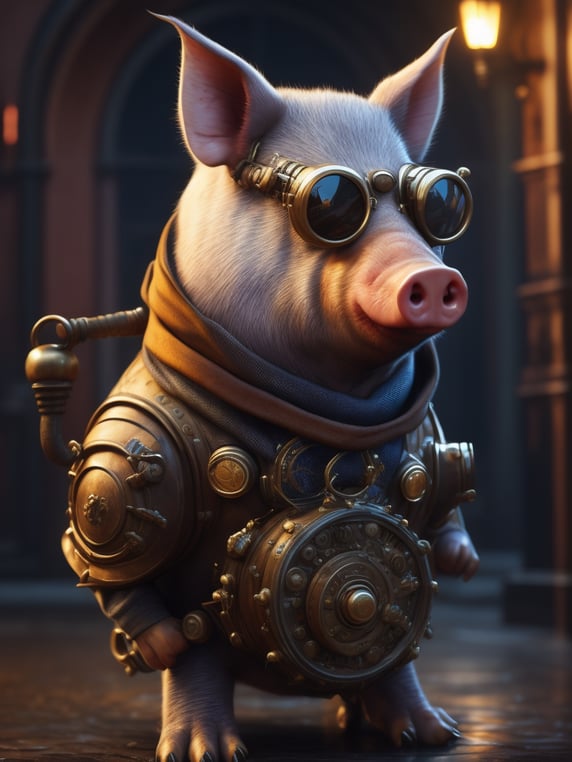 Premium Free ai Images | cartoon pig wearing tuxe in steampunk style ...