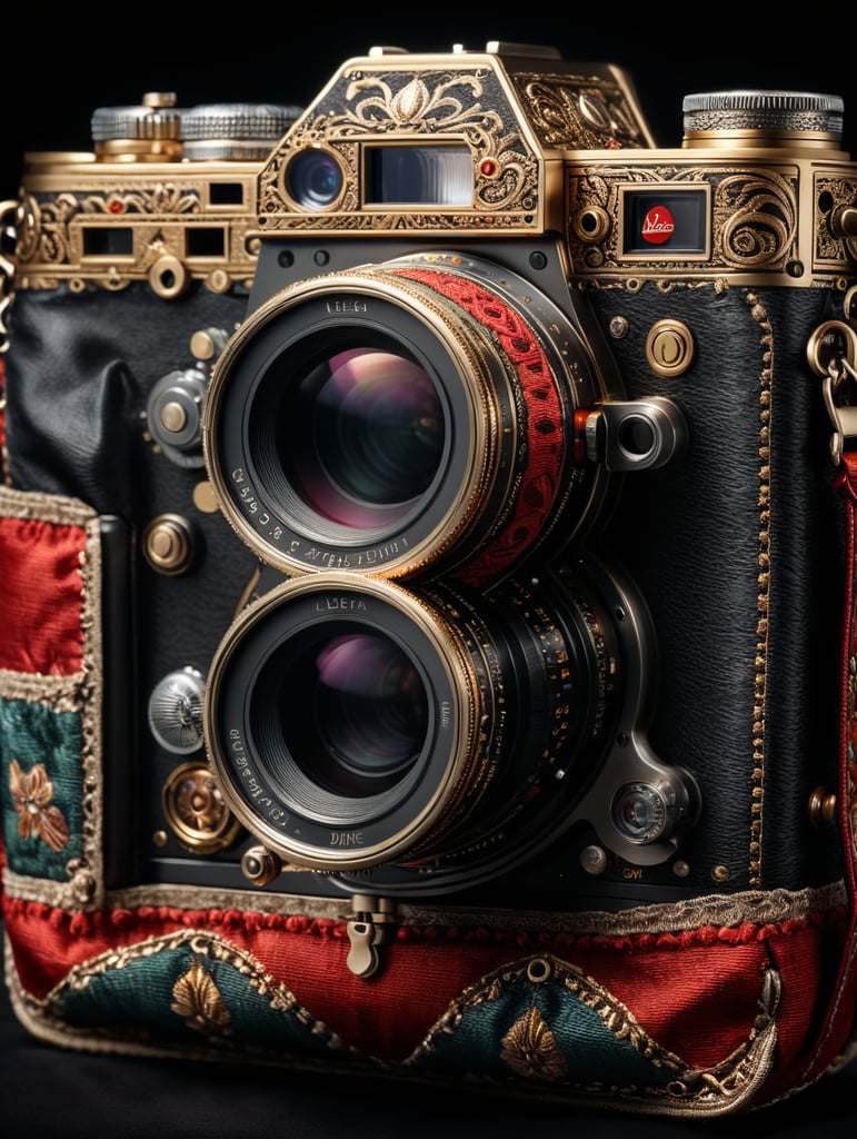 Premium Free ai Images | leica camera decorated with textile fabric ...