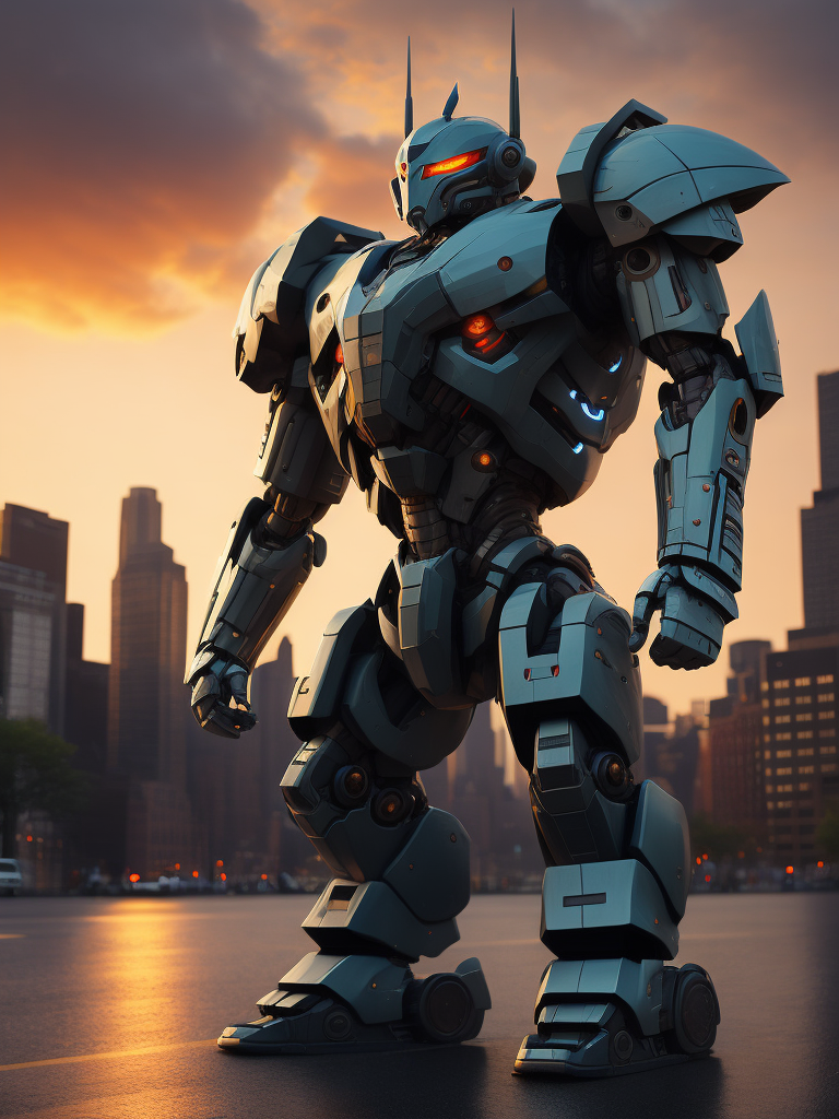 Premium Free ai Images | giant mecha robot made of architectural ...