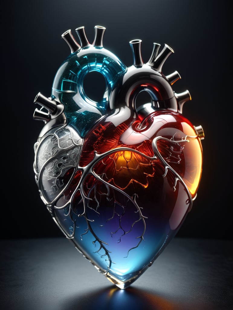 Premium Free ai Images | glass heart in simplified form with plastic ...