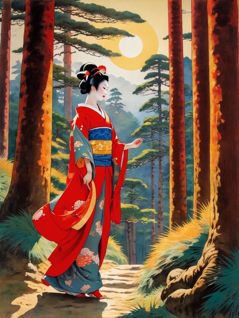 Premium Free ai Images | painting of geisha with european features ...