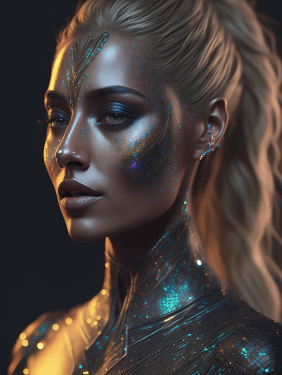 Premium Free ai Images | mesmerizing holographic face materials shimmer ...