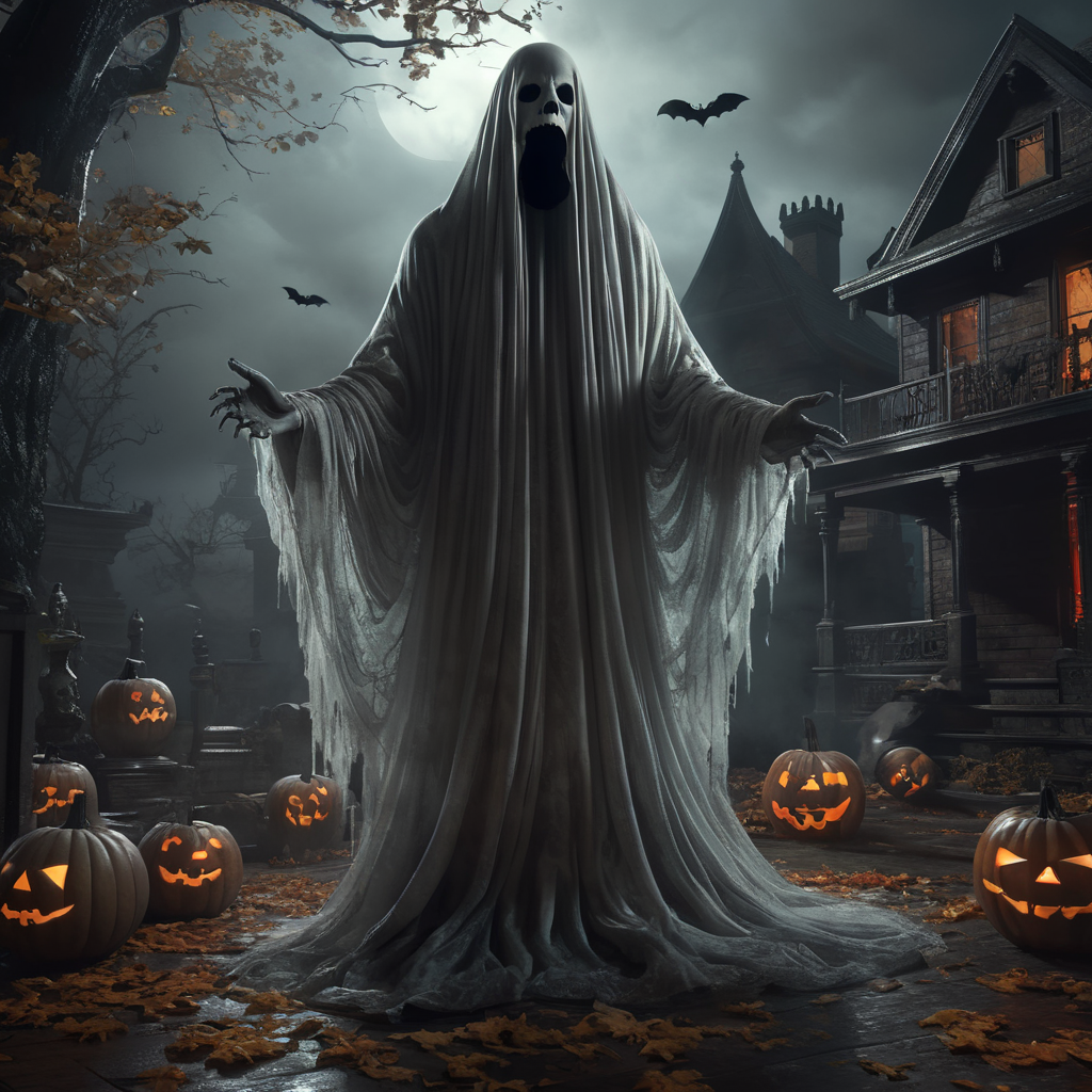 Premium Free ai Images | halloween creepy floating ghost photorealistic ...