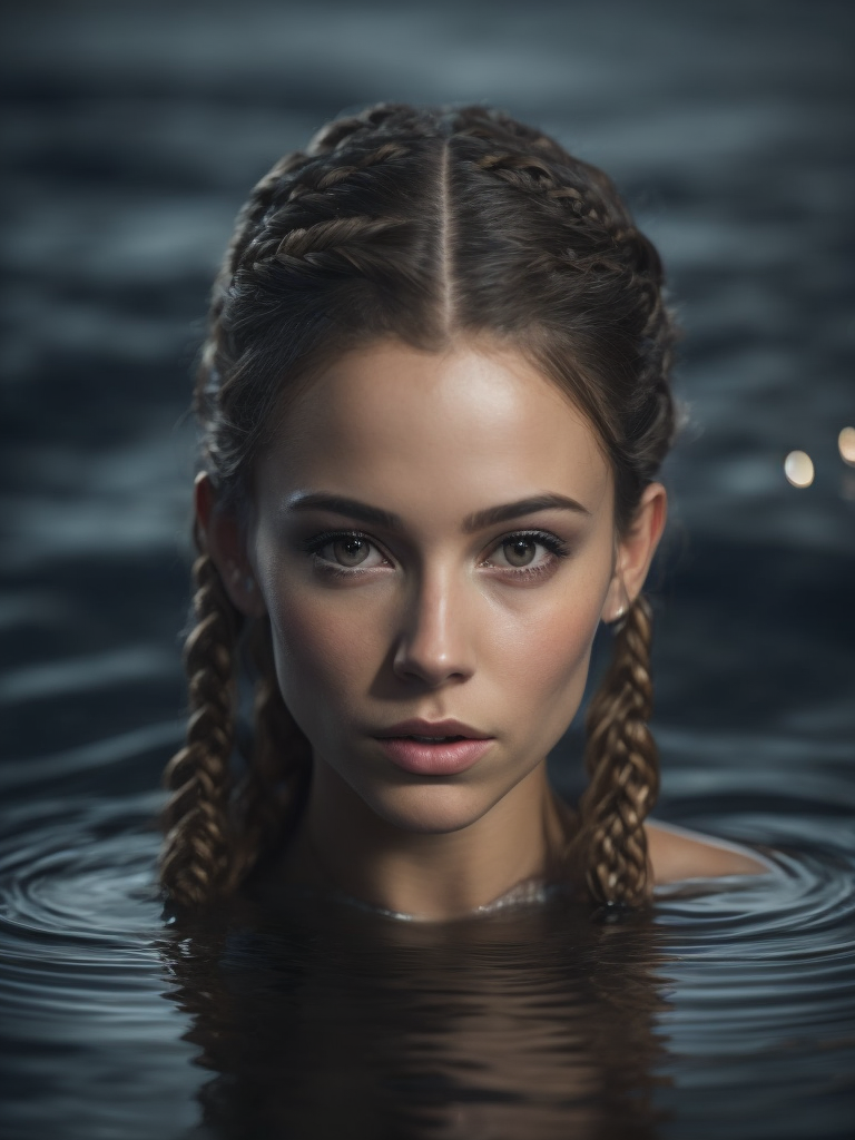 Premium Free ai Images | realistic looking mermaid in dark water with ...