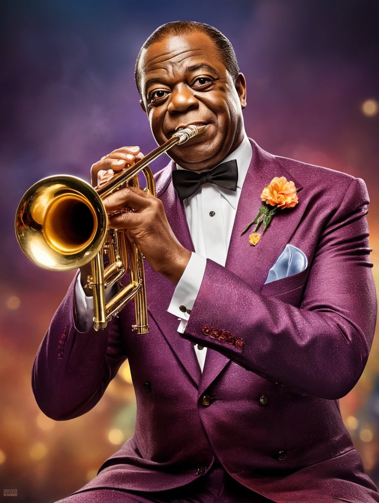 Premium Free ai Images | louis armstrong plays the trumpet dressed in ...