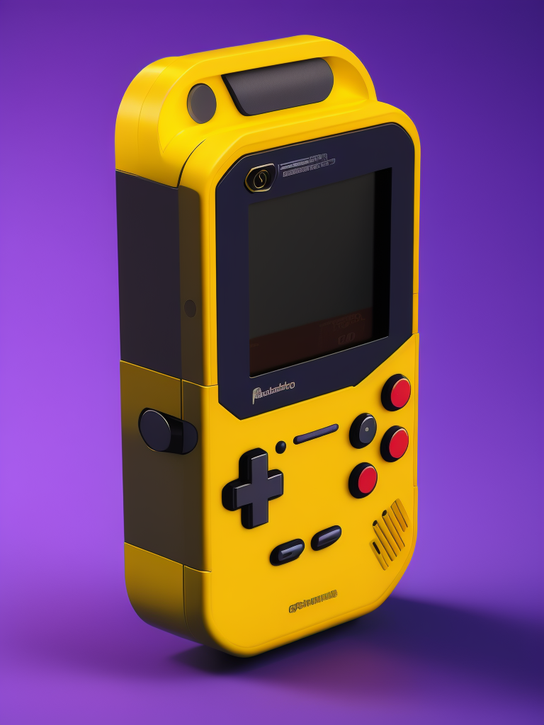 Premium Free ai Images | pixel retro tiny cute yellow game boy render ...
