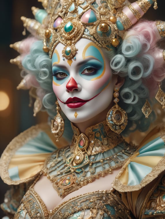 Premium Free ai Images | epic portrait of tvenetian harlequin full body ...