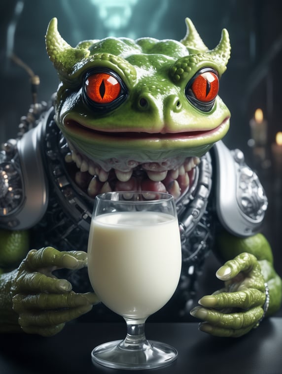 Premium Free ai Images | evil demonic ai god satanic frog holding glass ...
