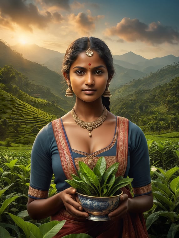 Premium Free ai Images | portrait of young dusky and beautiful girl tea ...