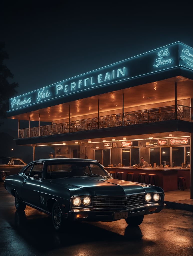 Premium Free ai Images | parking restaurant diner year united states ...