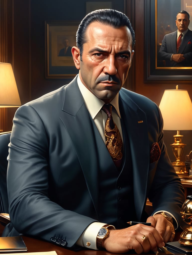 Premium Free ai Images | beautiful oil matte portrait painting mafia ...