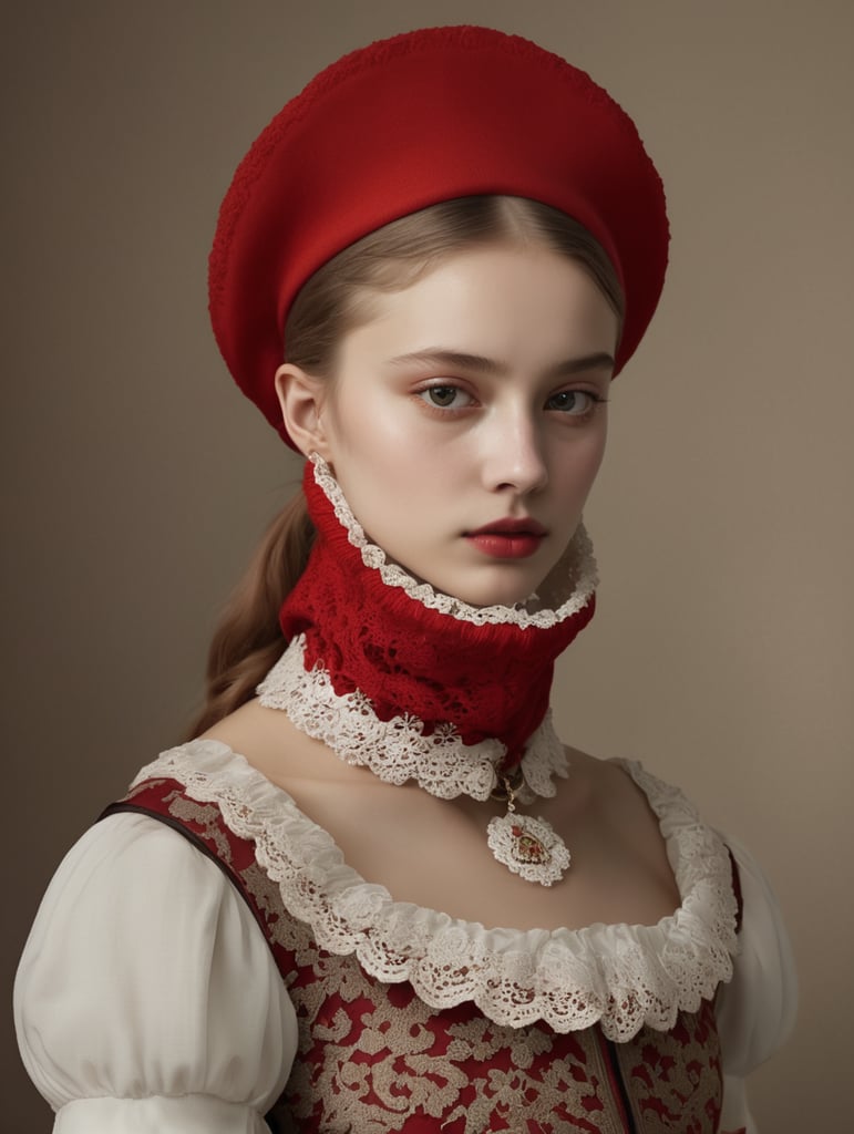 Premium Free ai Images | the girl is dressed in red balaclava and ...