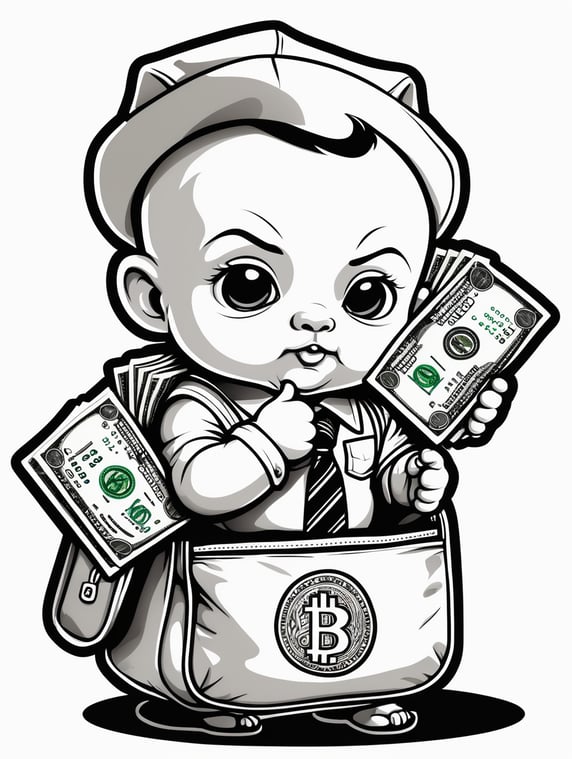 Premium Free ai Images | gangsta baby cheerub boss sticker with bag of ...