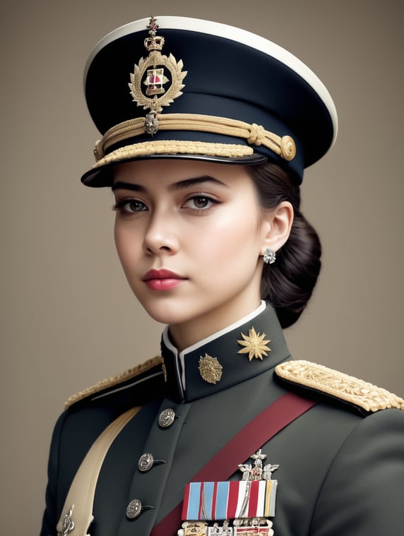 Premium Free ai Images | young queen in ceremonial military uniform