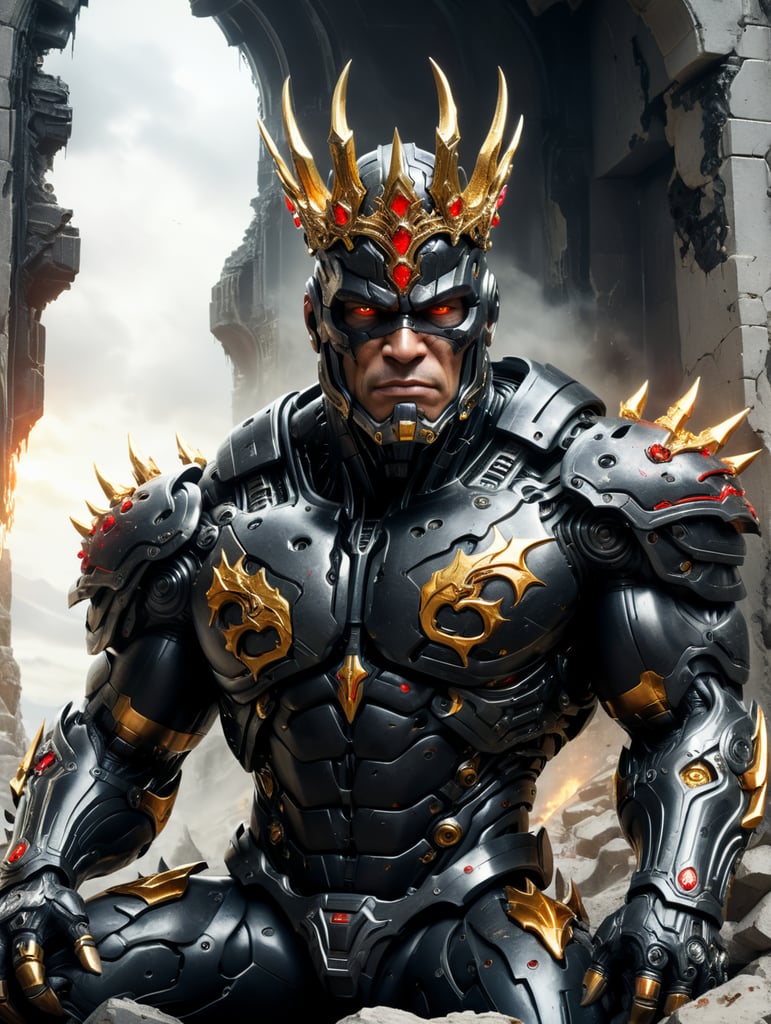 Premium Free ai Images | an extremely muscular cyborg wearing black ...