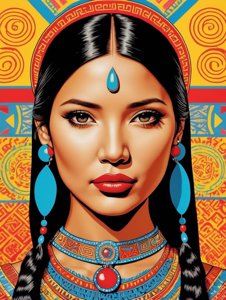 Premium Free ai Images | pocahontas illustration painting pop art usa ...