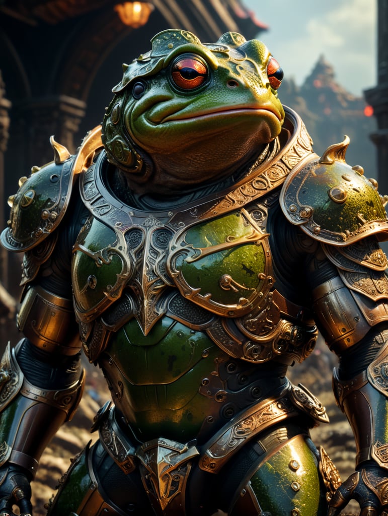 Premium Free ai Images | frog in doomguy armor