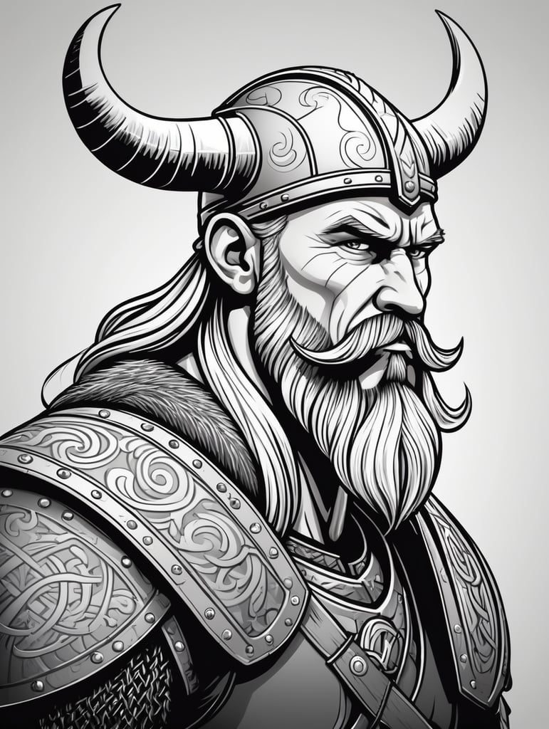 Premium Free ai Images | draw single viking stylistic line character ...