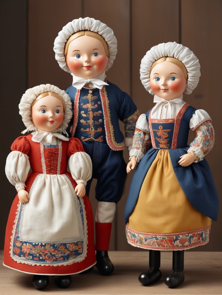 Premium Free ai Images | pair of anthropomorphic dolls in the style of ...