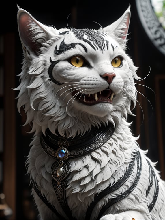 Premium Free ai Images | line art of an anime cat simple black and white