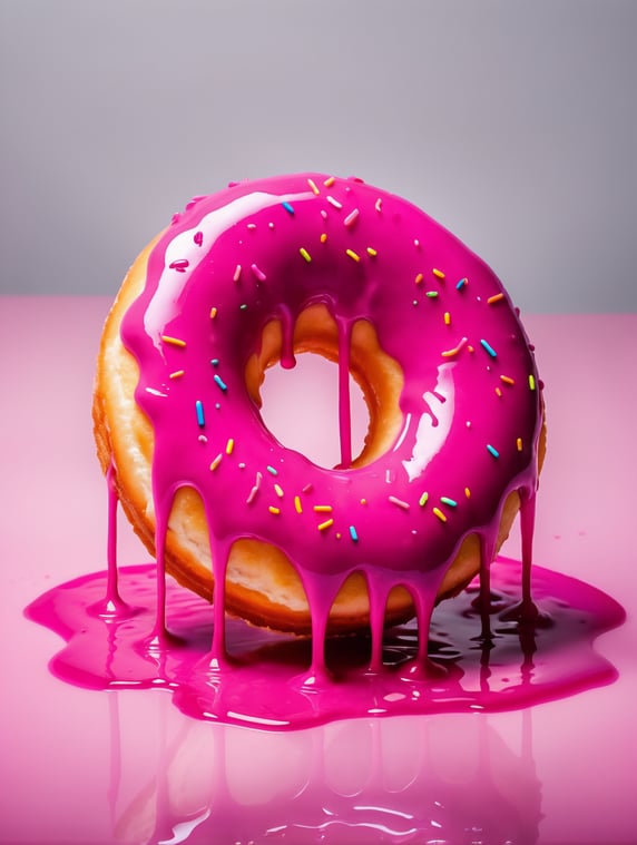 Premium Free ai Images | painting of donut dripping in neon paint ...