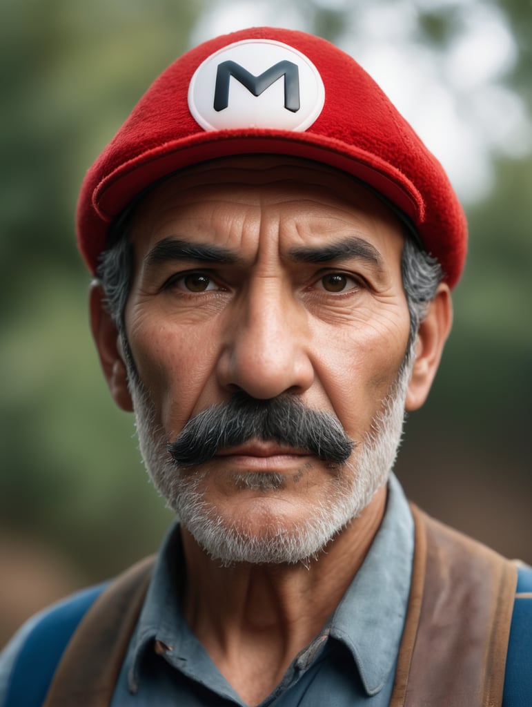 Premium Free ai Images | raw photo portrait of an old super mario ...