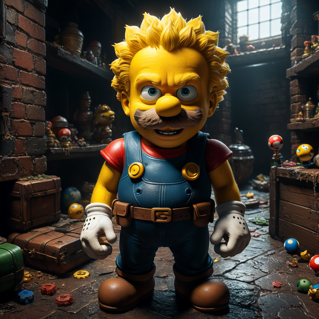 Premium Free ai Images | bart simpson like super mario