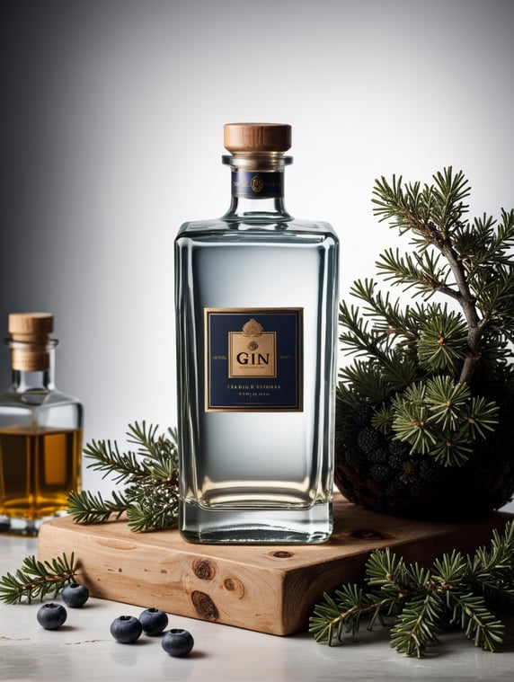 Premium Free ai Images | professional photography of square gin bottle ...