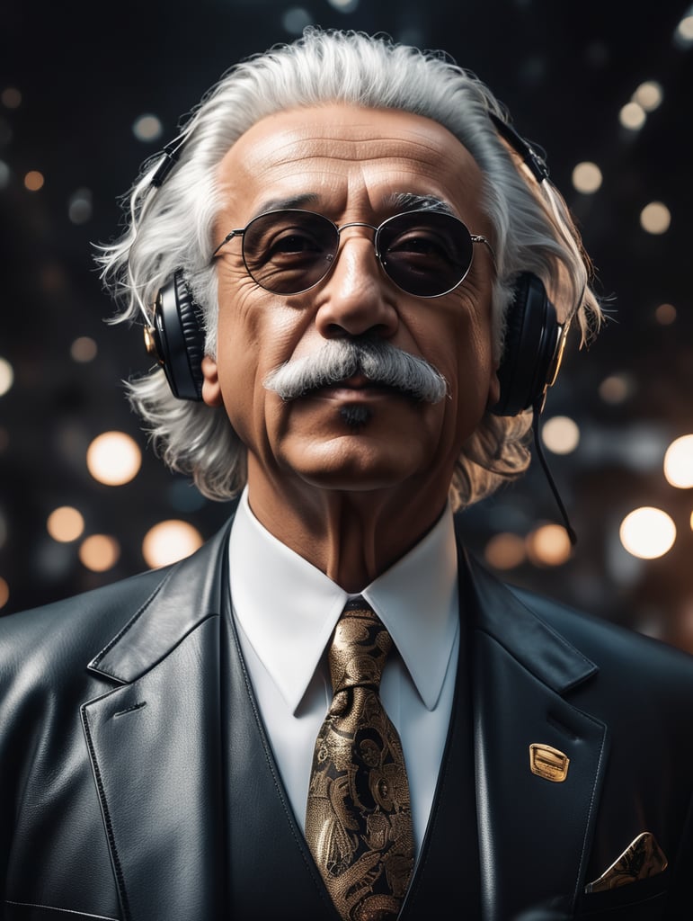 Premium Free ai Images | cinematic photo of albert einstein in dj style ...