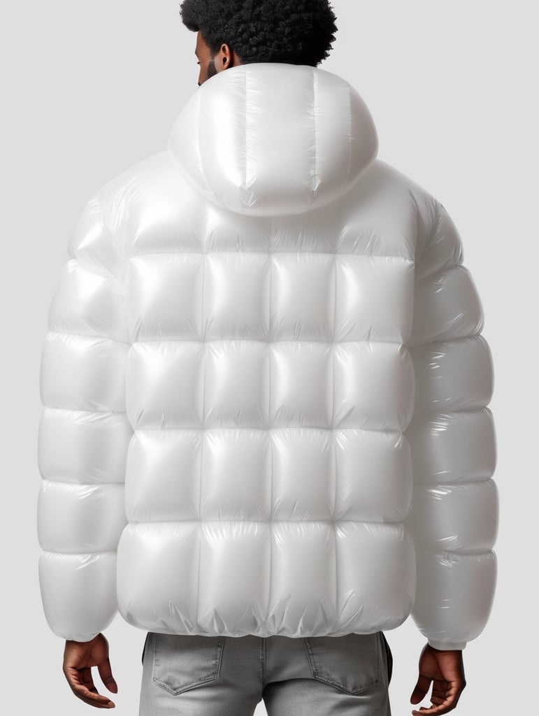 Premium Free ai Images | inflatable white minimalist mans puffer jacket ...