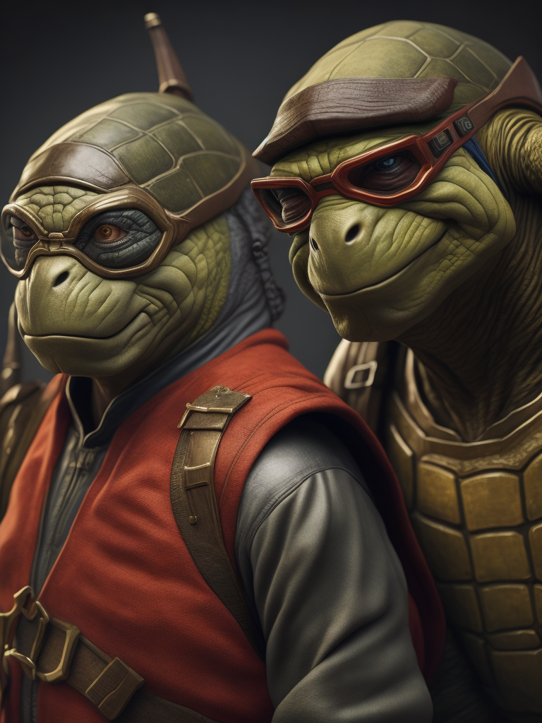 Premium Free ai Images | tmnt wrinkled aged turtles senior mutant ...