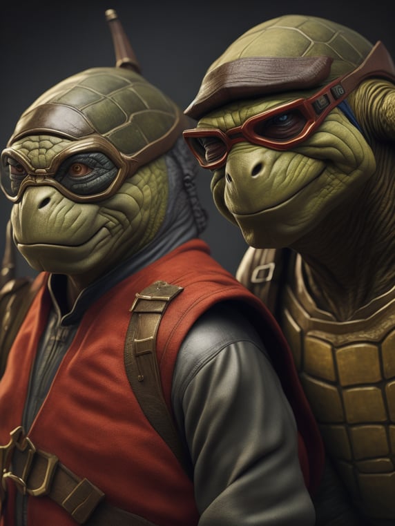 Premium Free ai Images | tmnt wrinkled aged turtles senior mutant ...