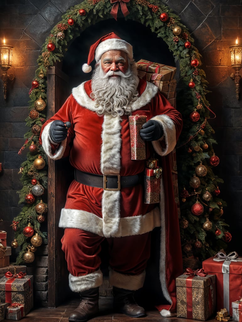 Premium Free ai Images | portrait of the full body of santa