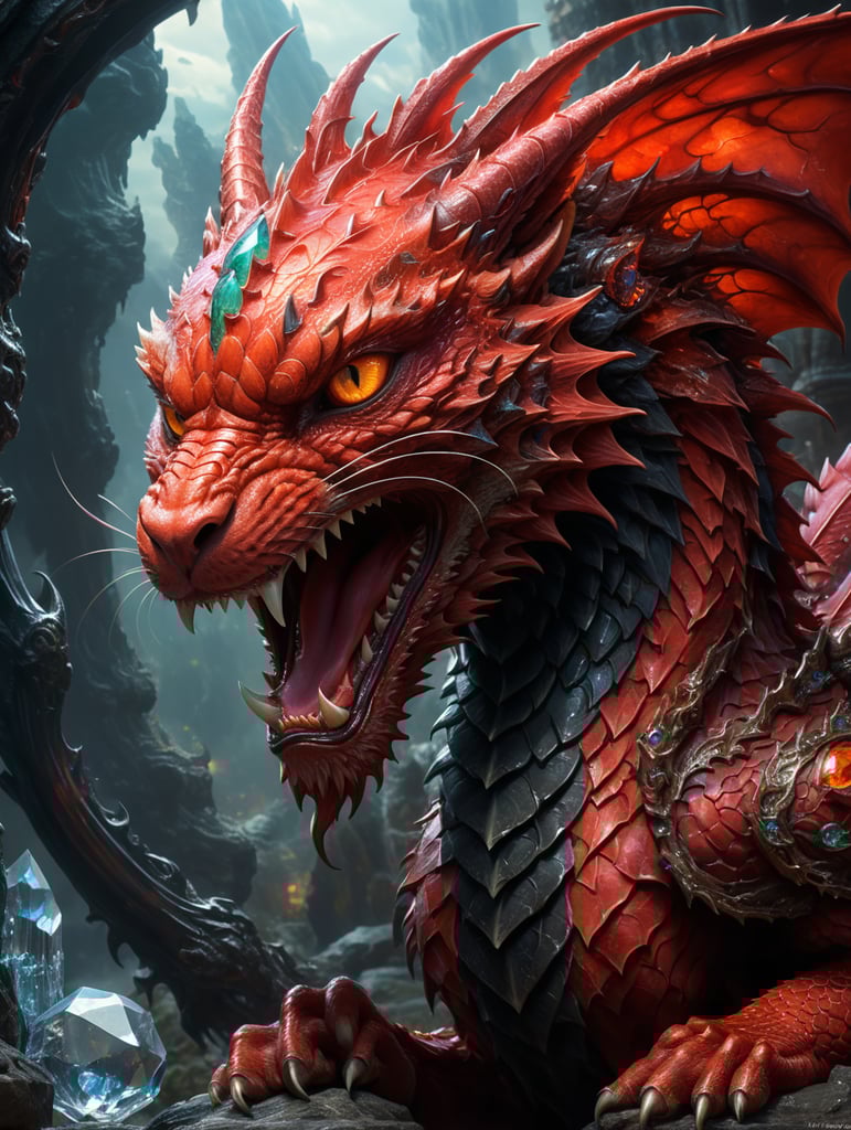 Premium Free ai Images | create red dragon cat hybrid with surrealistic ...