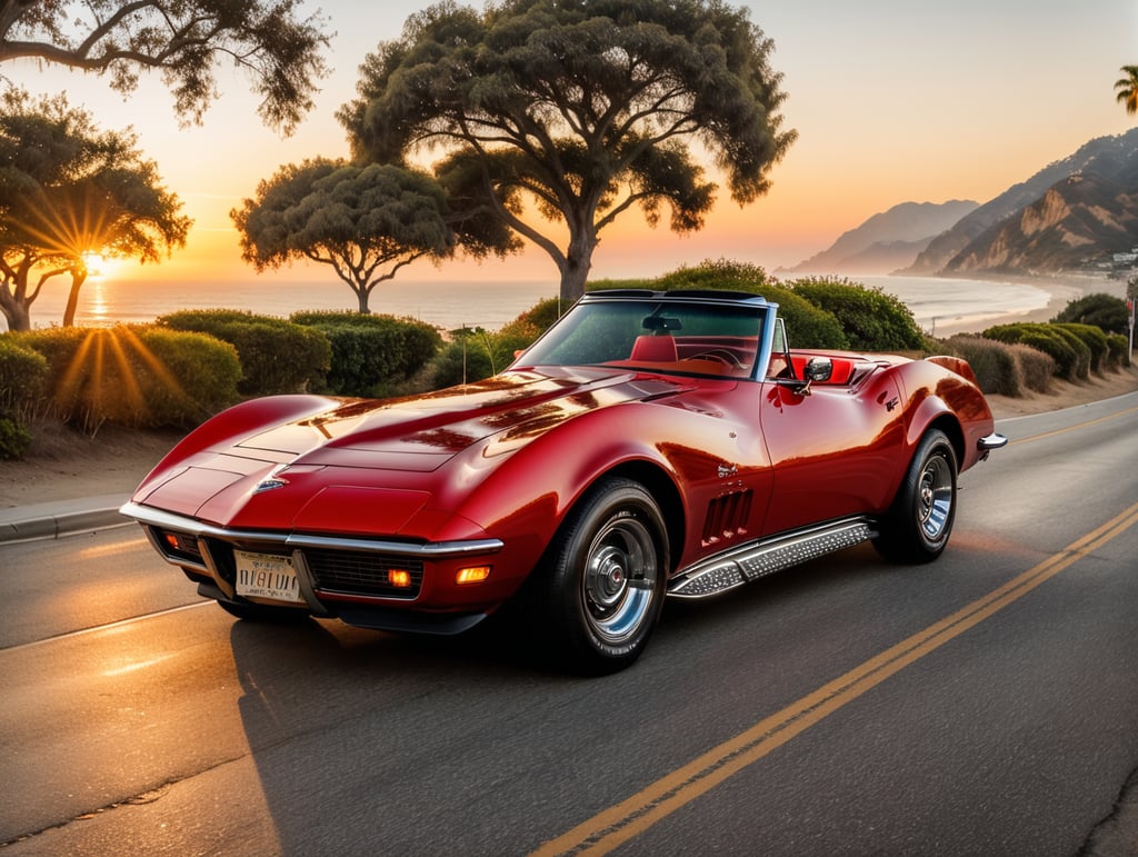Premium Free ai Images | red corvette stingray convertible speeding ...