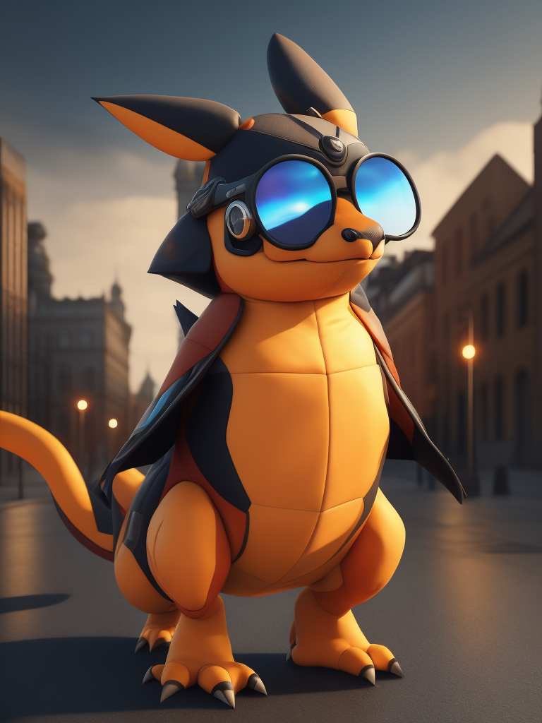 Premium Free ai Images | cute stylish pokemon charizard dressed in ...
