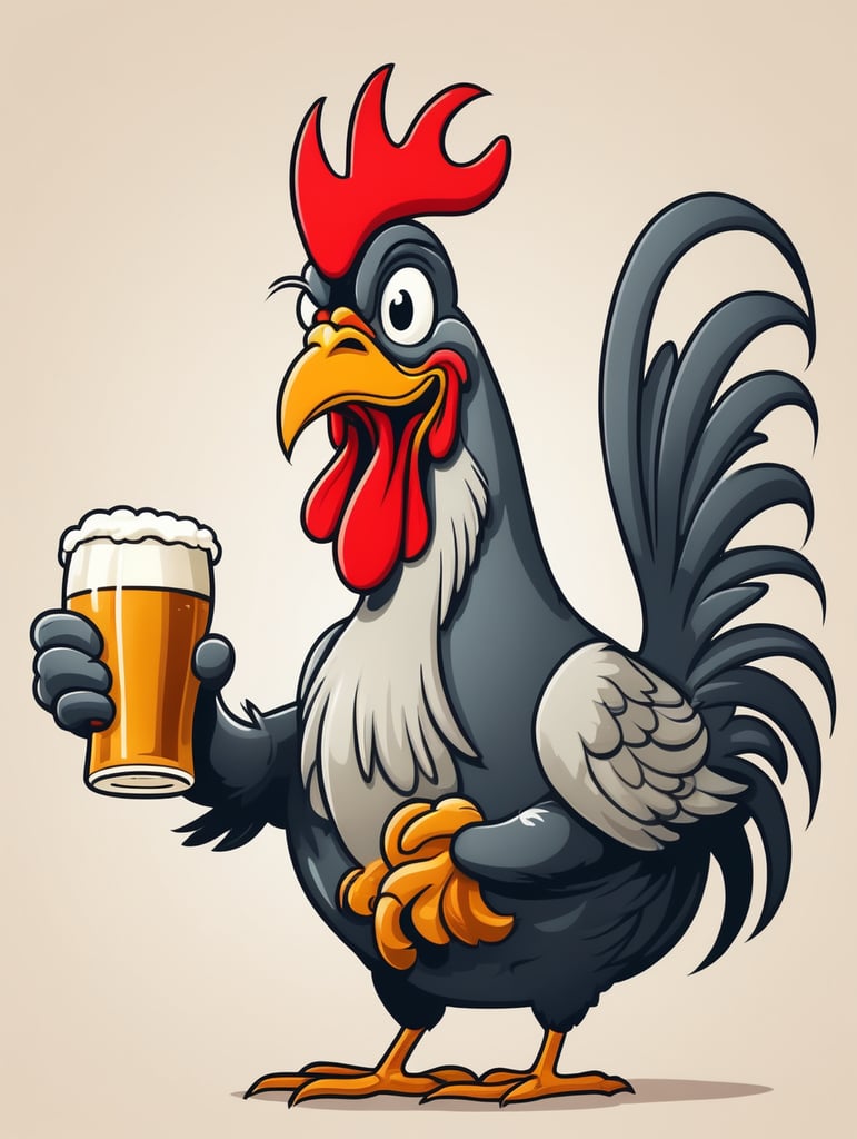 Premium Free ai Images | cartoon rooster chugging beer