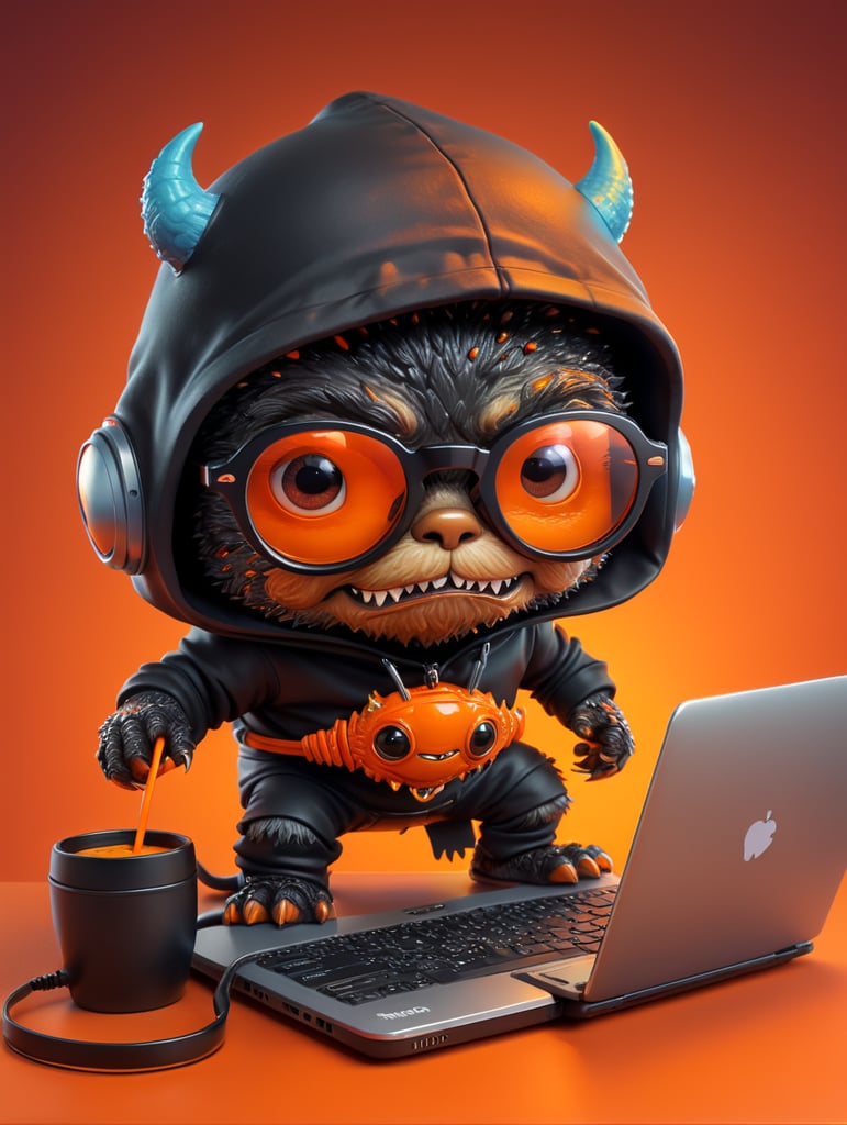 Premium Free ai Images | mascot monster typing laptop cute mascot ...