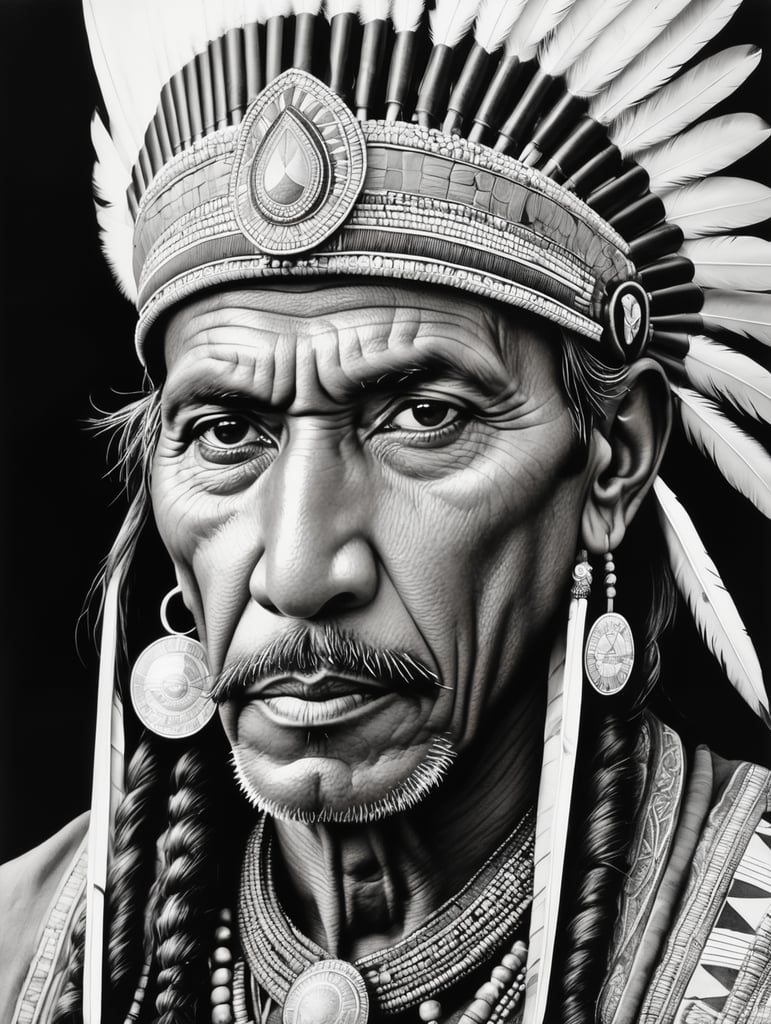 Premium Free ai Images | indian tribal leader illustration pencil ...