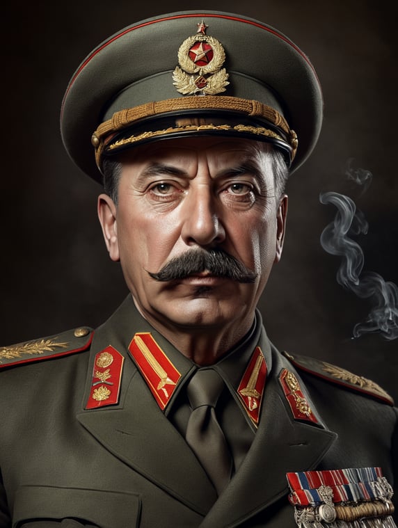 Premium Free ai Images | portrait photograph of stalin in military ...