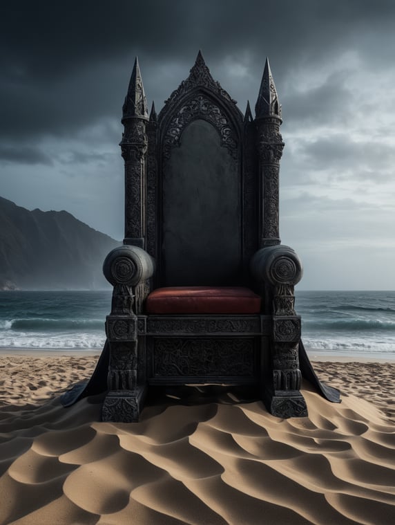 Premium Free ai Images | empty gothic throne standing in sand highgly ...