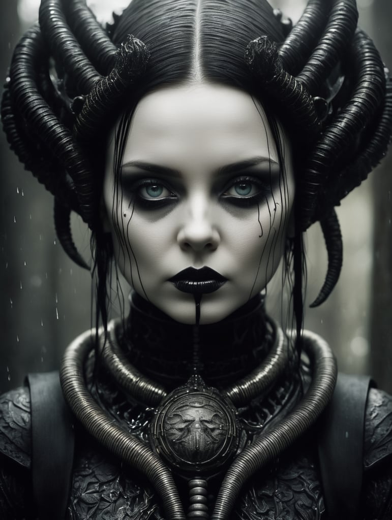 Premium Free ai Images | hyper realistic wednesday adams wet plate ...