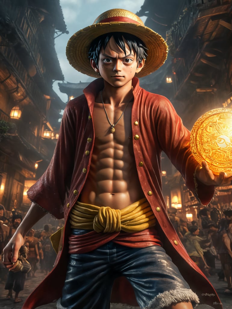 Premium Free ai Images | one piece luffy young with morning light